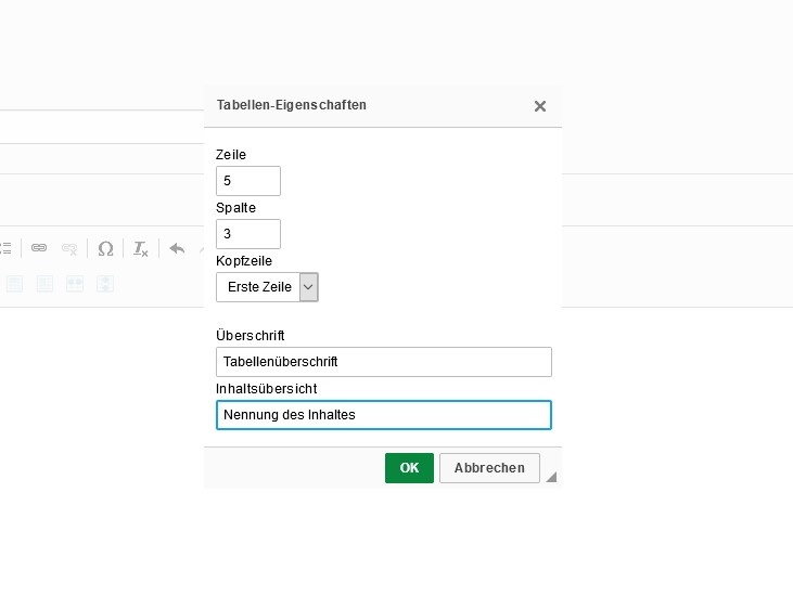 Tabellen (Umsetzung mit dem Element Text) - Inhalt - Inhaltslemente ...